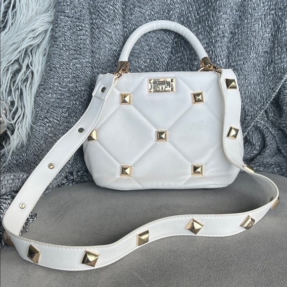 Bags | Elegant White Studded Rock Stud Handbag | Poshmark